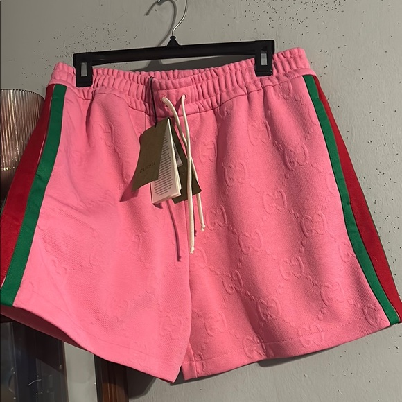 Gucci | Shorts | Gucci Pink Designer Womens Shorts With Redgreen Down ...